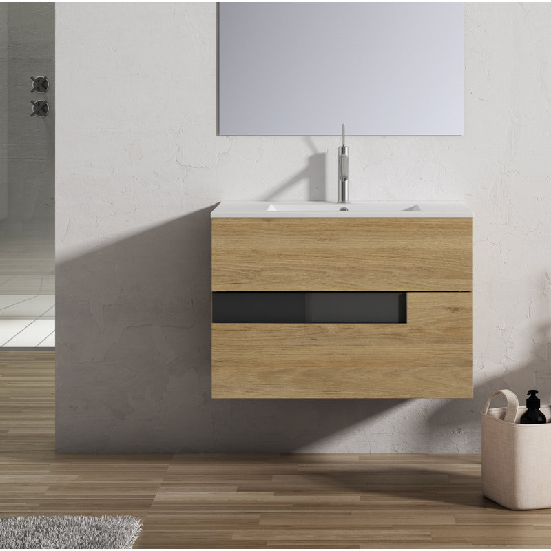 Orren Ellis Malika 24" Wall-Mounted Single Bathroom Vanity Set & Reviews | Wayfair